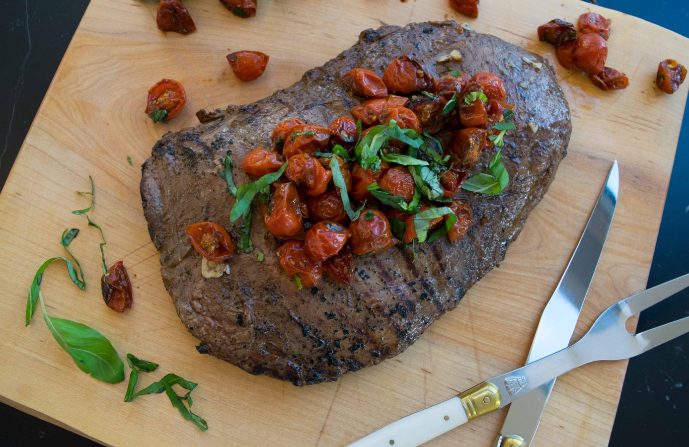 Balsamic Garlic Flank Steak with Balsamic Roasted Tomatoes - Witten Kitchen