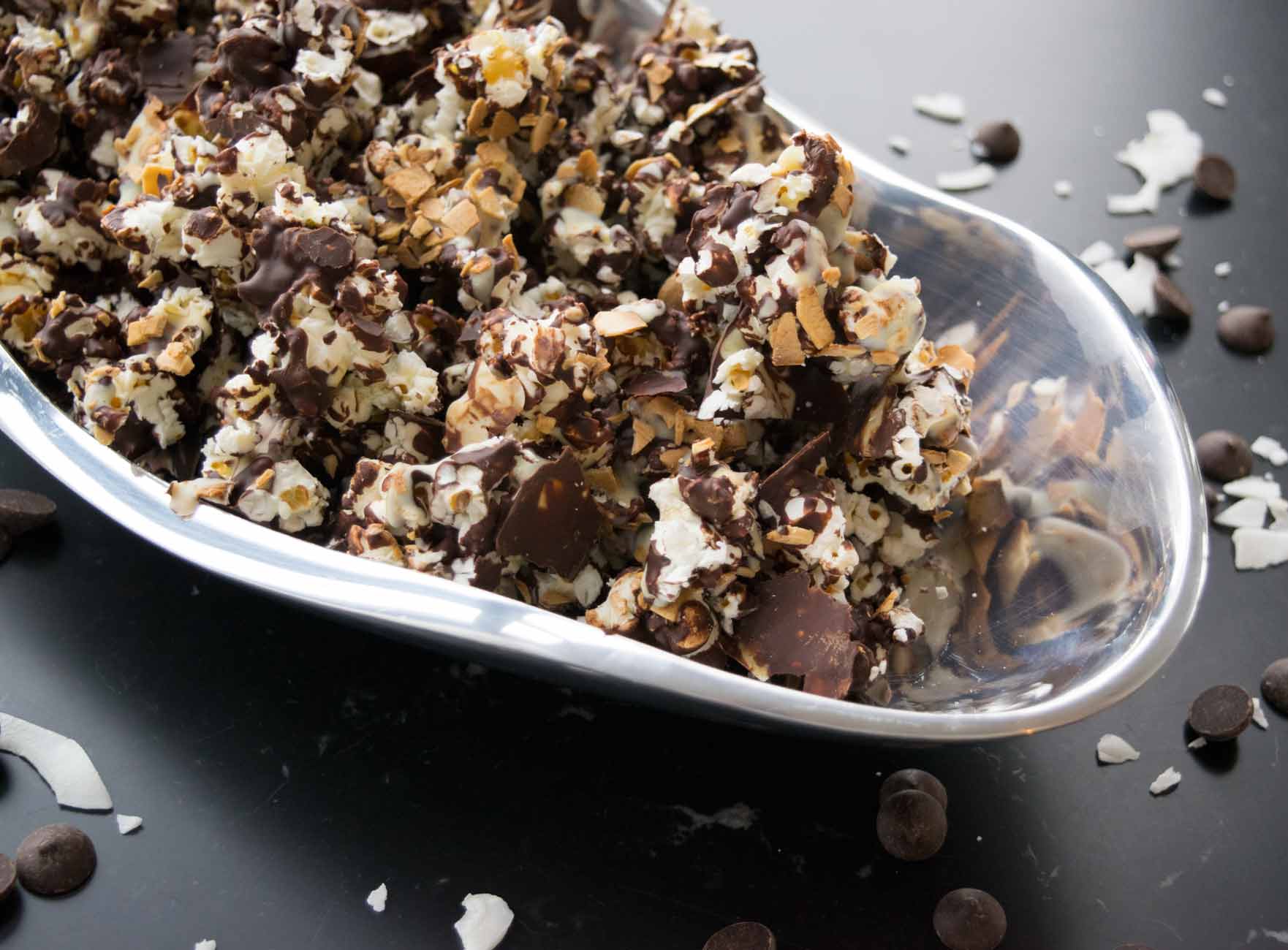 Dark Chocolate Coconut - White Chocolate Crunch Popcorn - Witten Kitchen